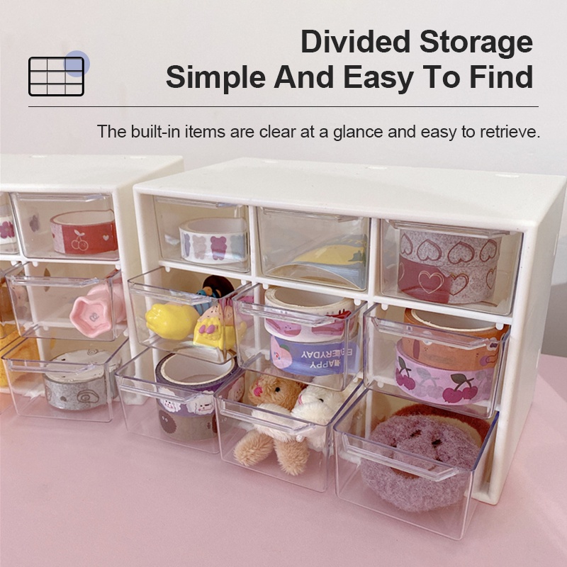 9 Grids Storage Box Transparent Drawer Organizer Jewelry Storage Boxs ...