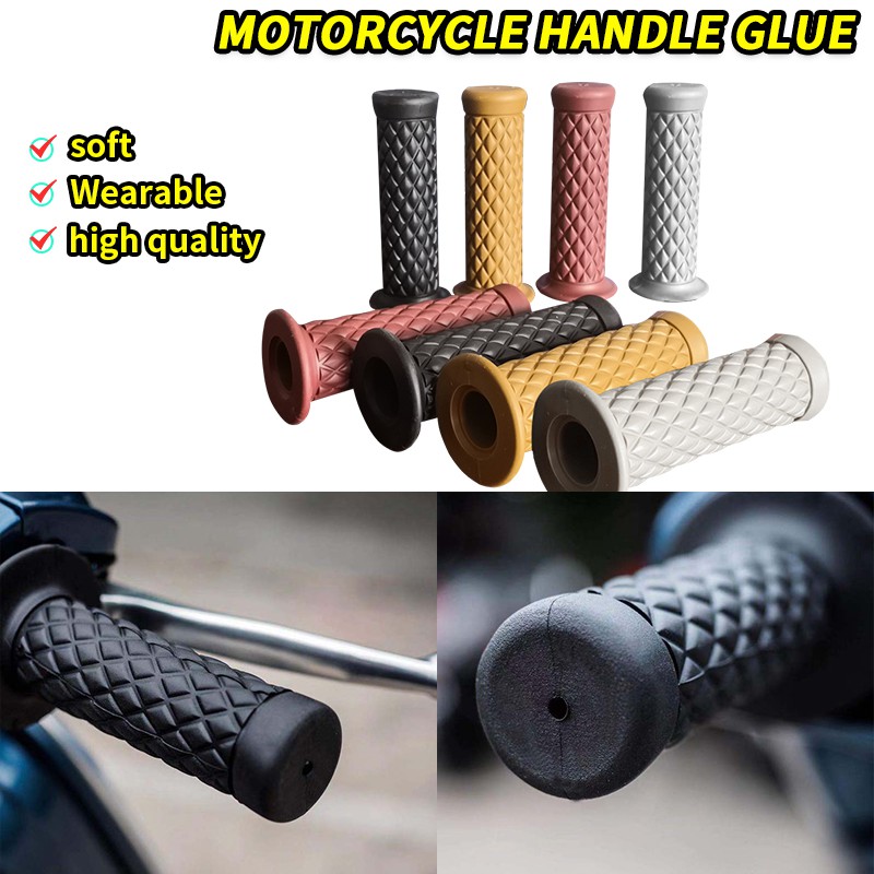 2 Pcs Retro Motorcycle Handle Grip Rubber Universal 22mm Hand Holder ...