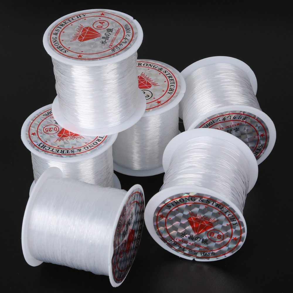 0.2-0.6mm 1Roll No Elastic Transparent Crystal Beading Cords Fish Line ...