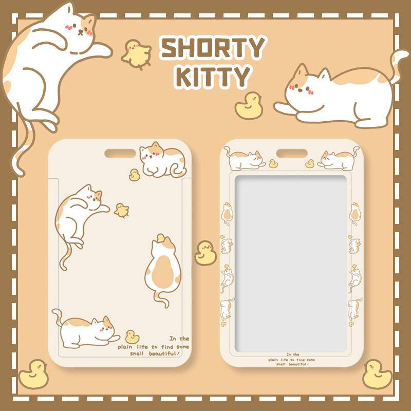 Simple kitten card case cute card holder student female campus meal ...