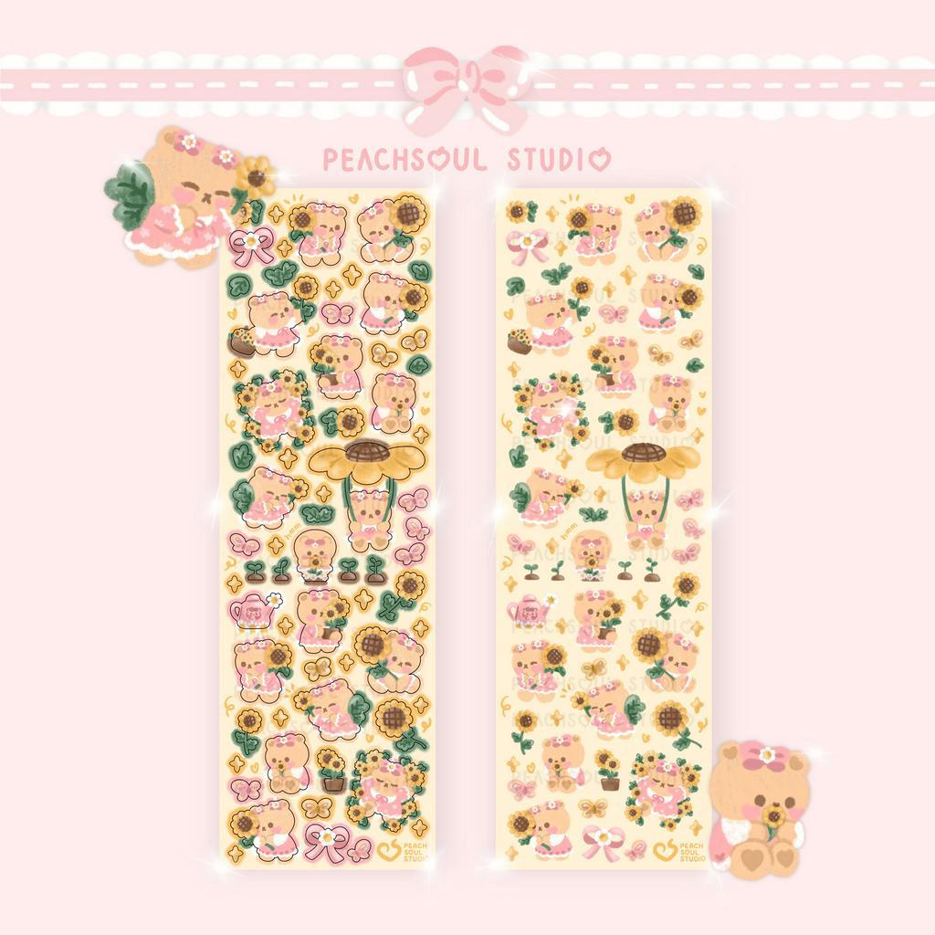 PB Bear Sunflower Sticker Sheet by PEACHSOUL STUDIO | character seal ...