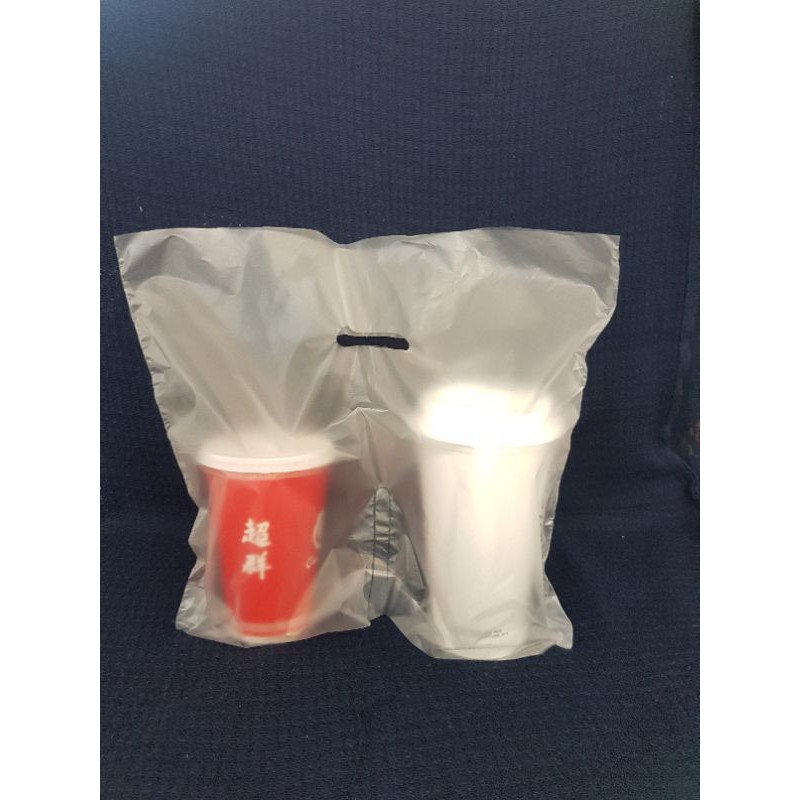 D1 - Milk Tea take out plastic bags Double 100 pcs / for juices and ...