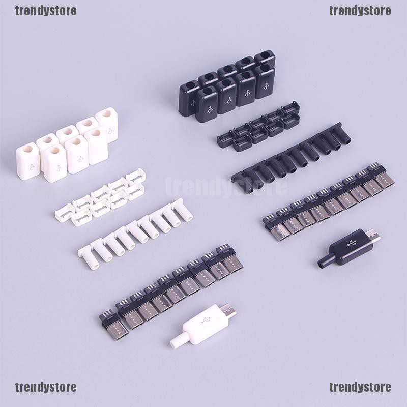 Tre 10Pcs Micro USB 5 Pin Welding Type Male Plug Connectors Charger ...