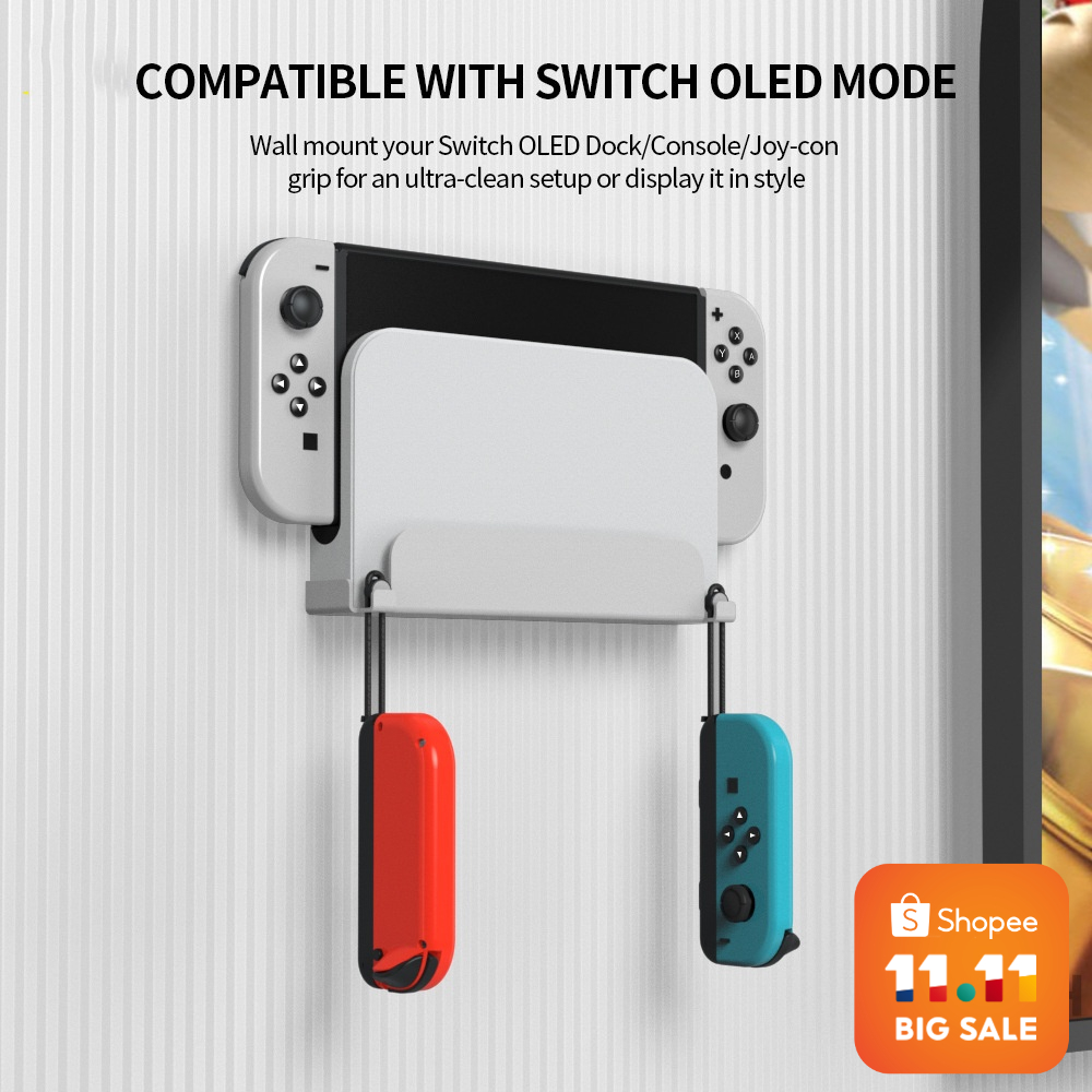 Nintendo Switch / OLED Wall Bracket Host Handle Storage Wall Mount with Joycon Hook NS Wall ...