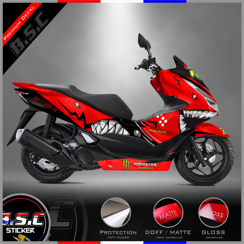 Motorcycle Sticker Decal Sticker FULL BODY All New PCX 160 Shark Motif ...