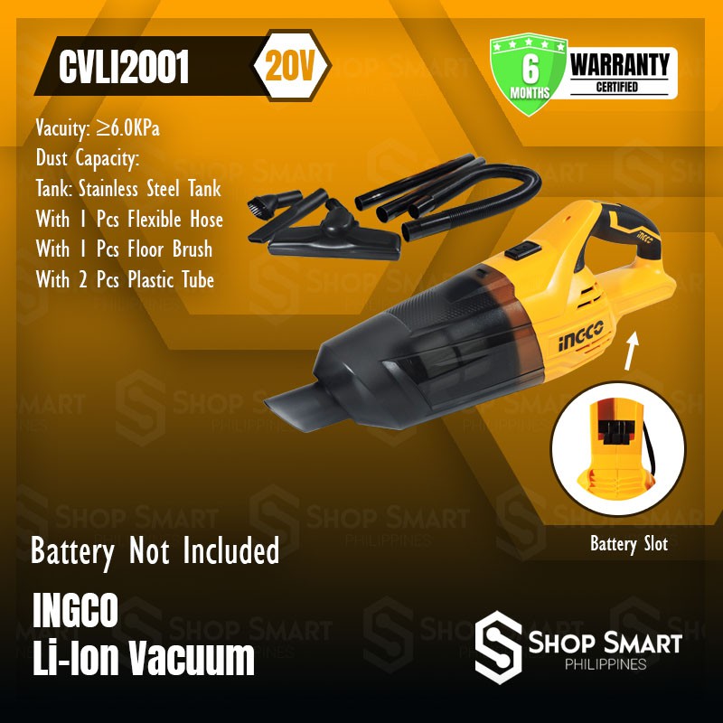 INGCO Li-Ion Vacuum Cleaner 20V (CVLI2001) | Shopee Philippines