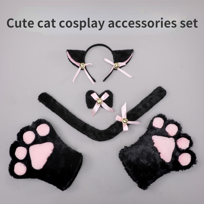 Cute cat cosplay cat ears headband cat paw gloves cat tail accessories ...