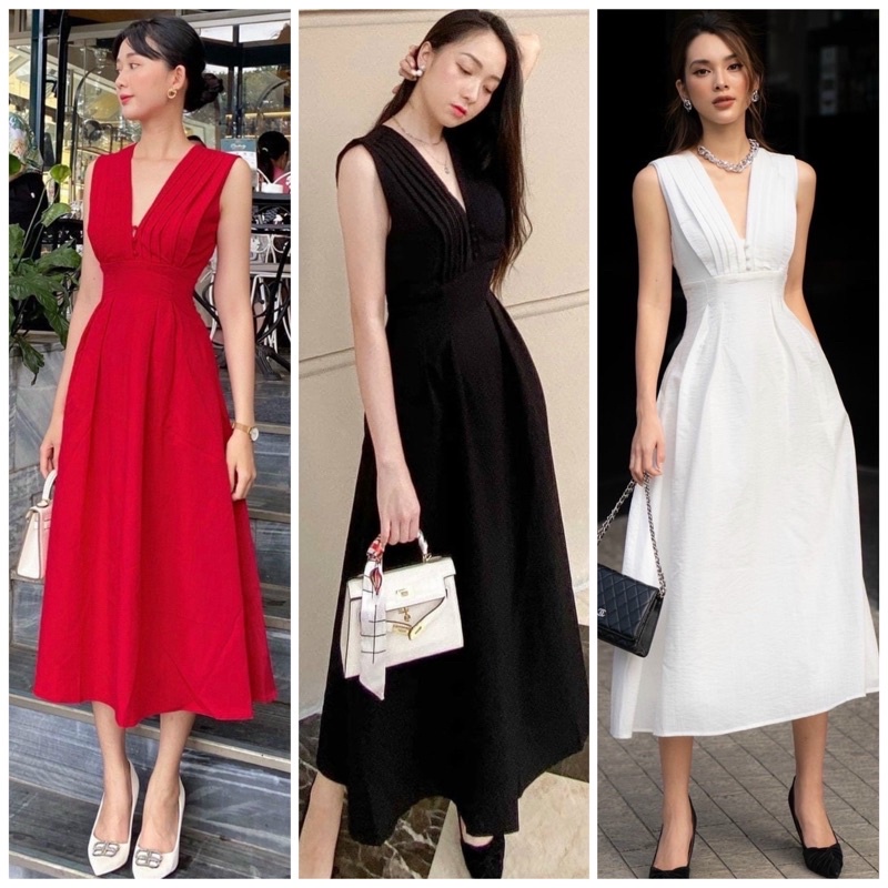 Freesize dress Sleeveless 3-color chest pleated | Shopee Philippines