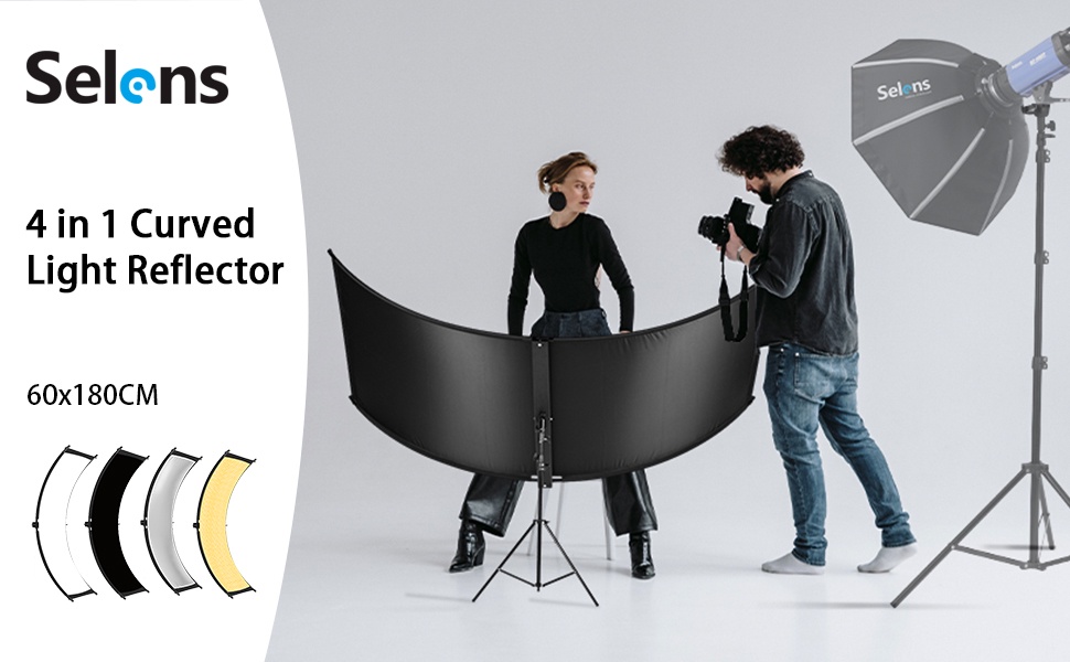 Selens U-Shaped Curved Photo Reflector With Four Color Reflective Cloth ...