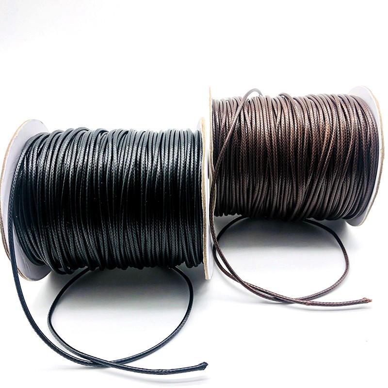 0.5/0.8/1.0/1.5/2.0mm black/brown cotton wax thread for DIY necklace ...