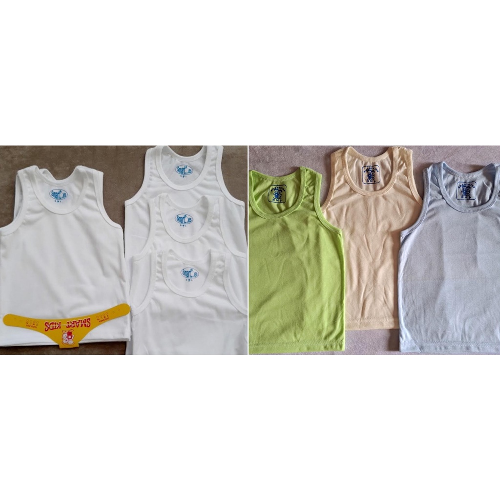 SMART KIDS - 3 in 1 Kids plain white sando cotton clothing unisex 1-8 ...