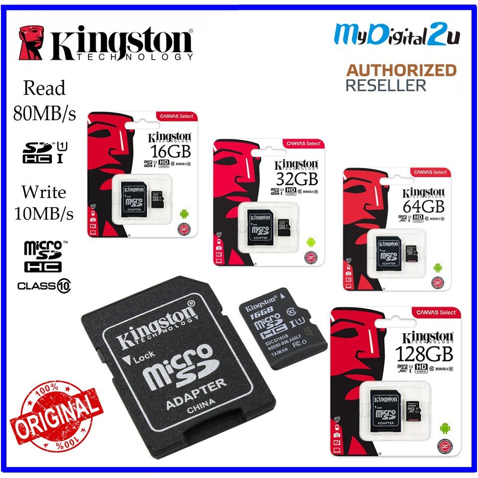 Kingston Micro SD 80MB/s Memory Card 256GB/ 128GB/ 64GB Class10 MicroSD ...