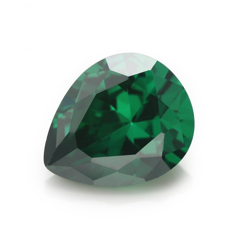 Size 2x3 ~ 13x18mm pear shape 5A medium green CZ stone synthetic gems ...