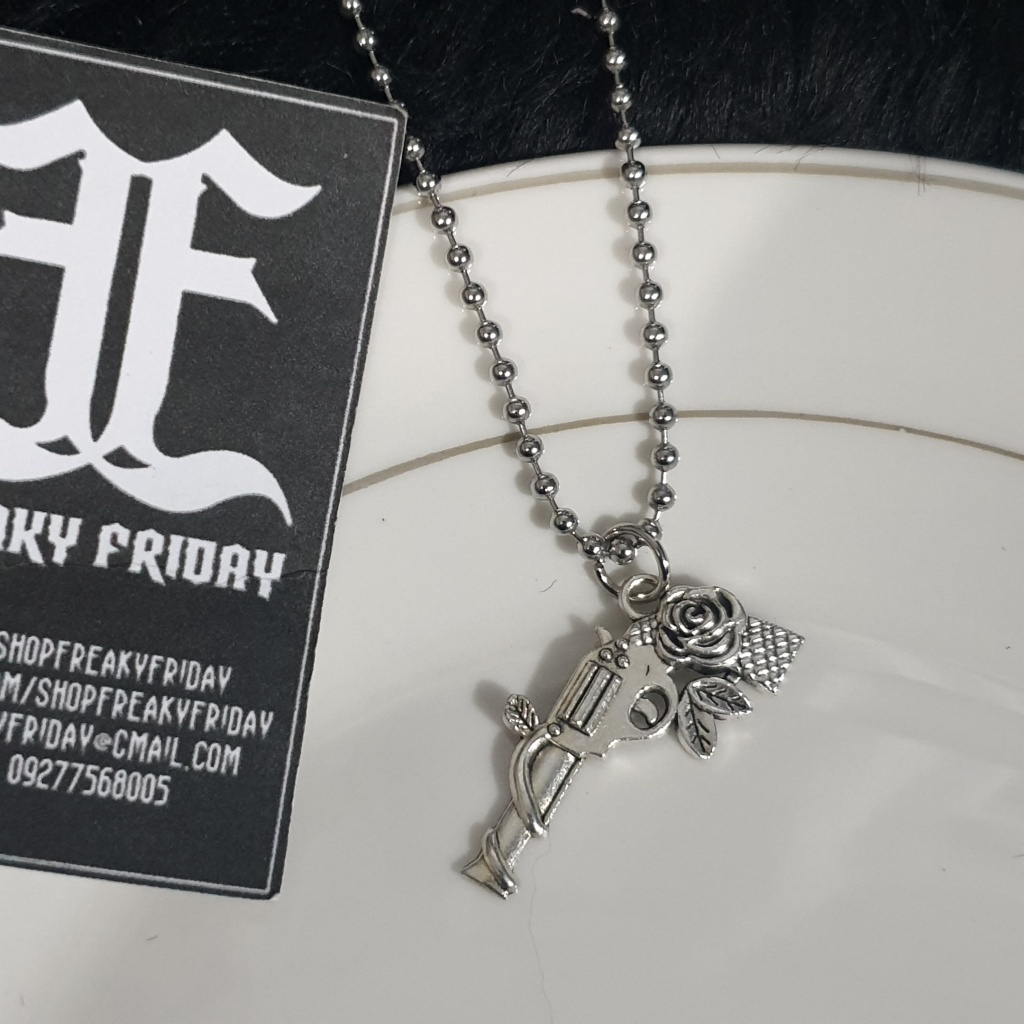 Fake Guns Charm Ball Chain Necklace - Unisex Gothic Harajuku Punk Egirl ...