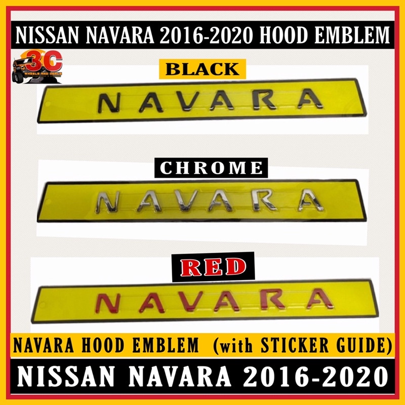 NISSAN NAVARA 2016-2022 HOOD EMBLEM (BLACK/CHROME/RED) | Shopee Philippines