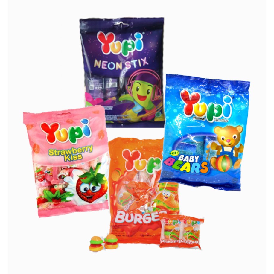 Yupi Candy Gummy 110gr - Strawberry Kiss / Neon Stix / Baby Bear / Mini ...