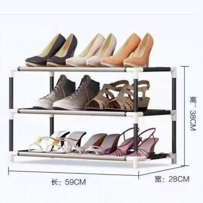 3-Layer shoe rack stainless steel Stackable Shoes Organizer Storage ...