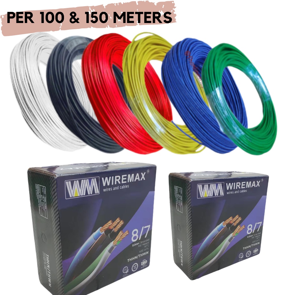 WIREMAX THHN/THWN STRANDED WIRE #8/7 (8.0mm²x2C) 100 METERS & 150 METERS PER BOX 100% PURE ...
