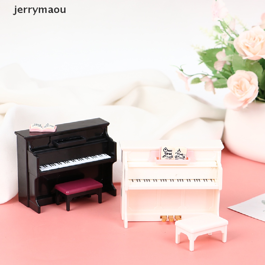 [JER] 1/12 Dollhouse Miniature Plastic Piano with Stool Dolls House ...