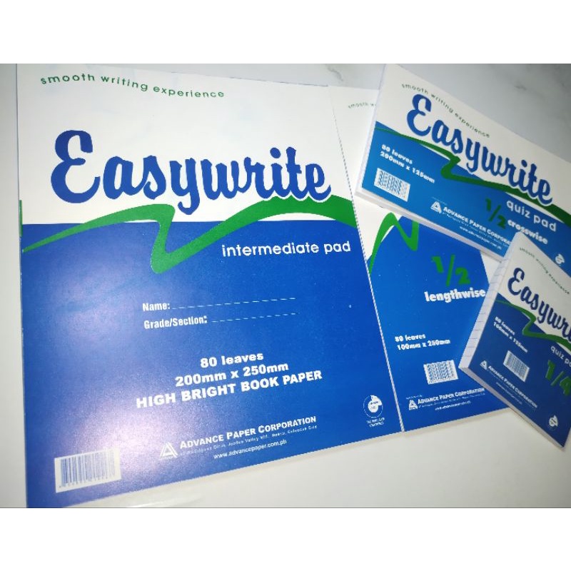 Pad Paper Easy write (whole,1/2CW,1/2LW,1/4) | Shopee Philippines