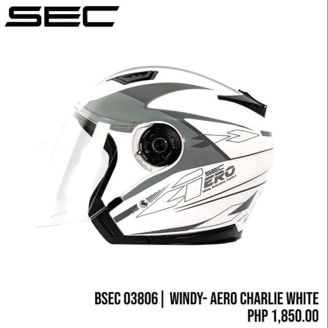 Sec Windy Aero Charlie White Half Face Single Visor | Shopee Philippines