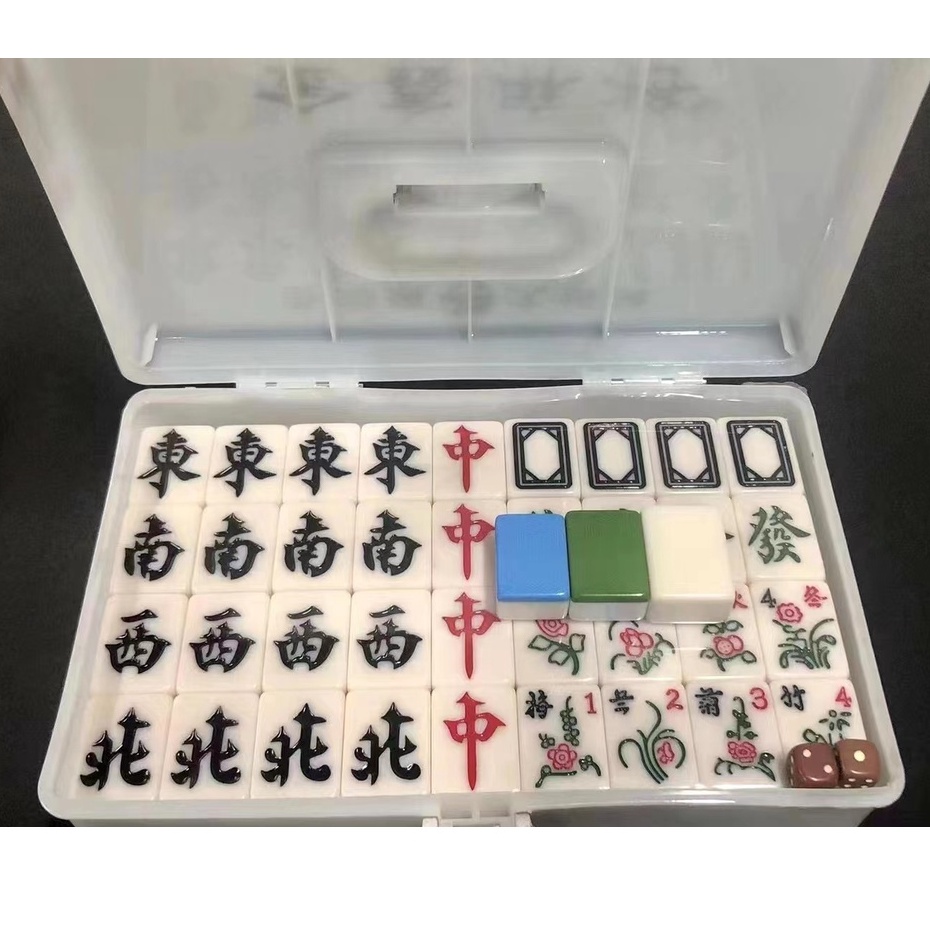 High Quality Chinese Mahjong Game Set Large Tiles w/ Dice & Box Case ...