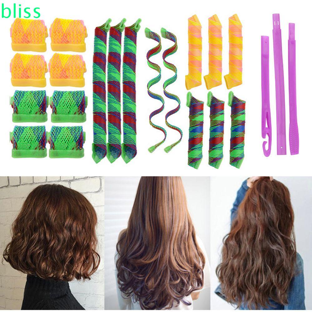 BLISS 20/30/45/64cm Spiral Round Curls Bend Magic Hair Rollers Hair ...