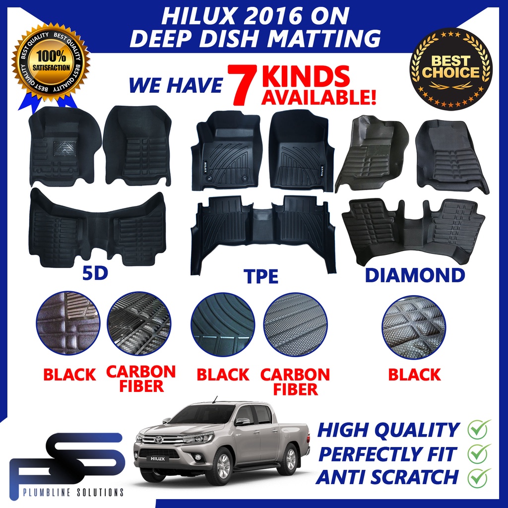 TPE / 5D Diamond Deep Dish Matting for Toyota Hilux Revo 2016 - Onwards ...