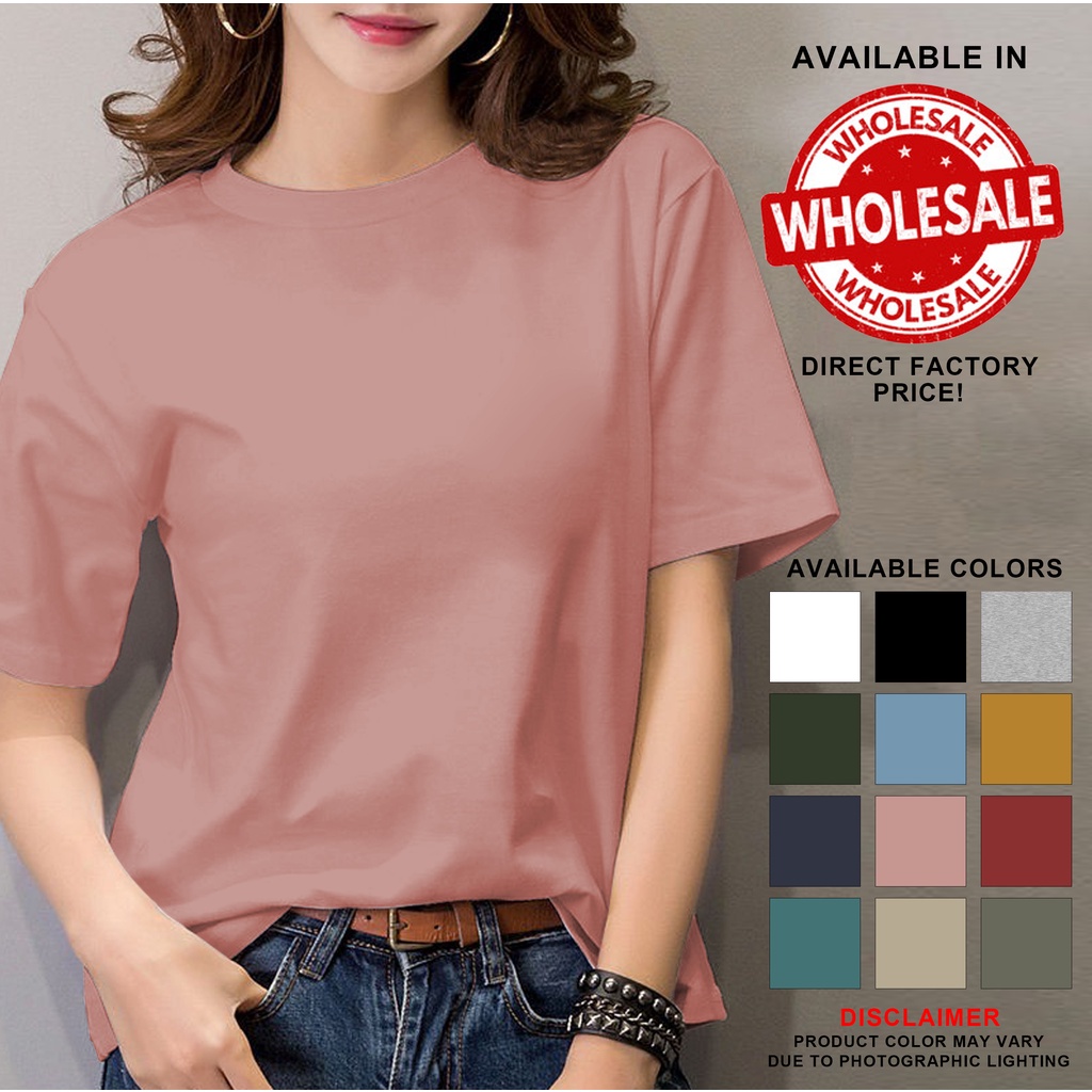 Cotton plain color Tshirt for woman Simple fashion design round neck ...