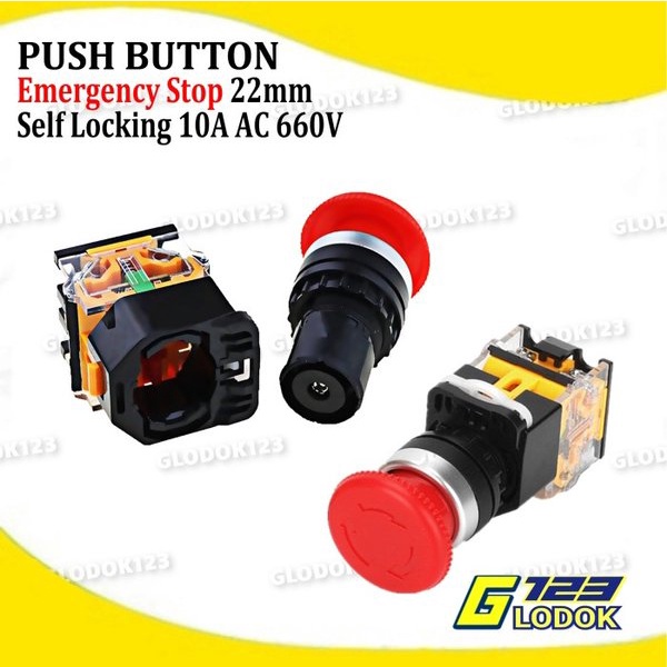 TOMBOL Push Button Emergency Stop Self Locking Switch 22 mm Emergency ...