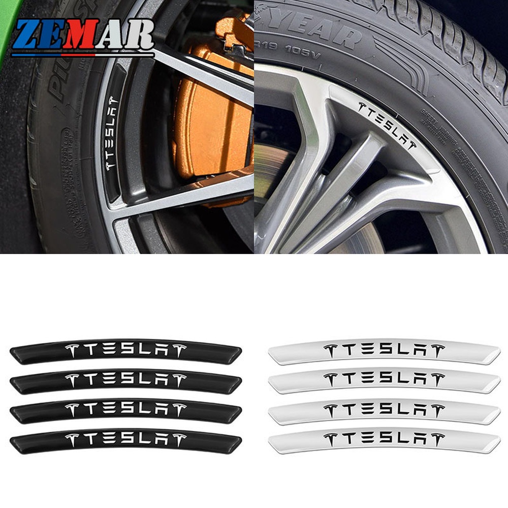Car Racing Rims Aluminum Alloy Wheel Hub Decals Stickers for Tesla ...