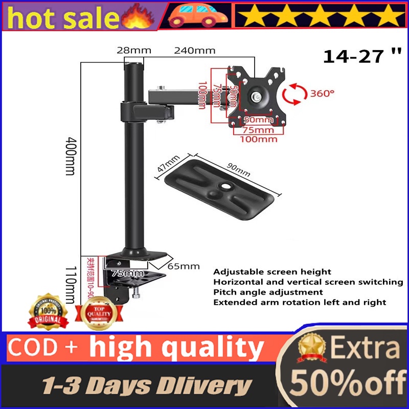 Tv Monitor, Computer Lcd Screen Bracket Adjustable Telescopic ...