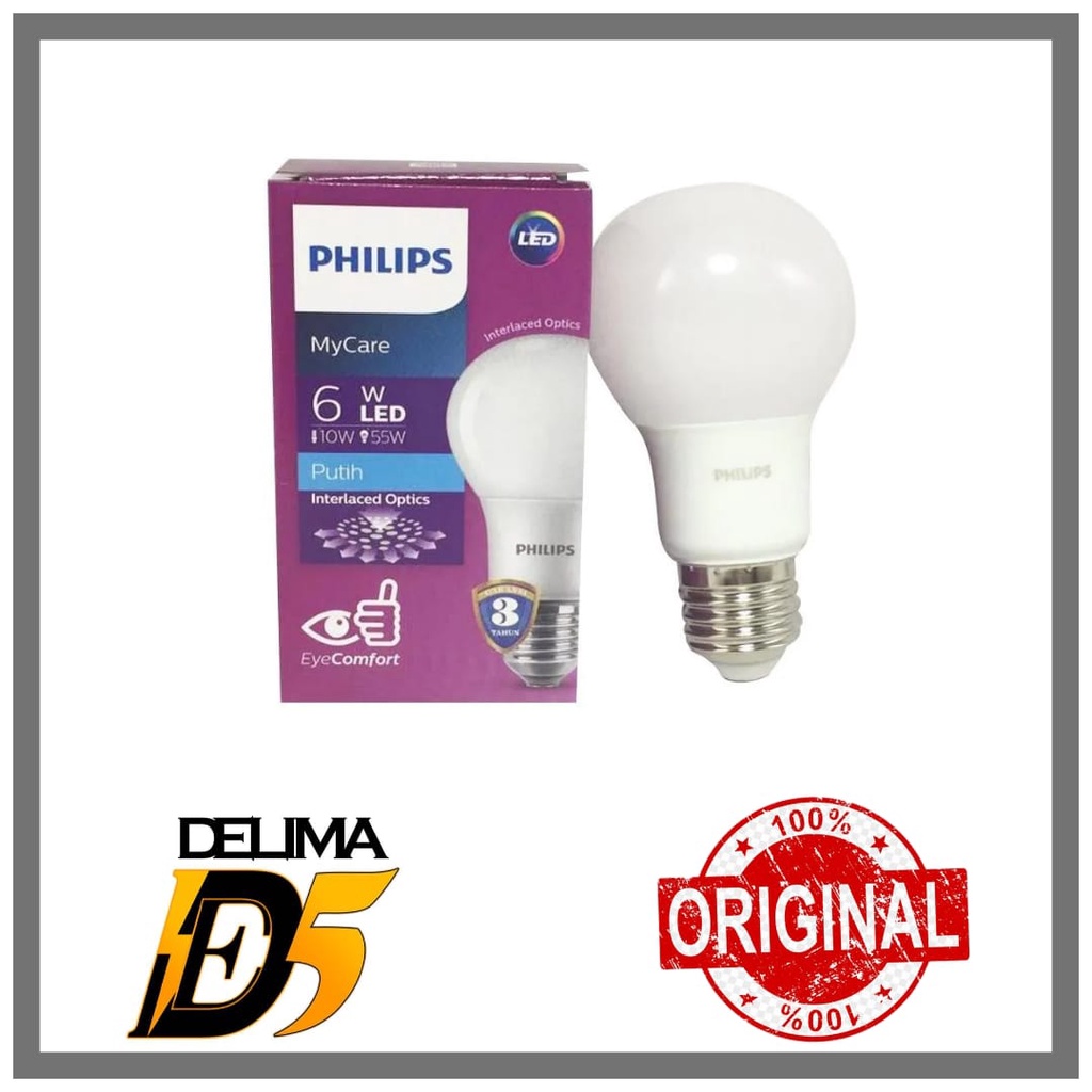 Philips LED Bulb 6W E27 - (6500K - White / 3000K - Yellow) | Shopee ...