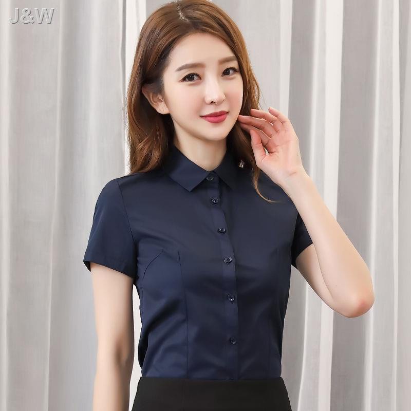 S-5XL Formal Cotton Black Shirt Women Long Sleeve Office Wear Ladies V-Neck Work Wear Interview ...