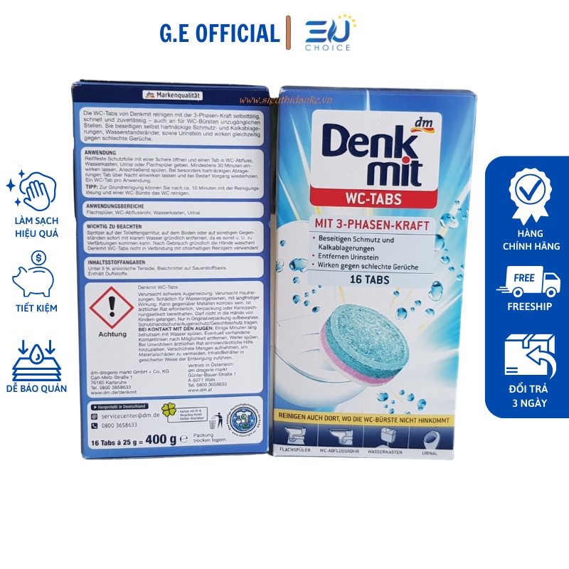 Denkmit Wc Tabs Toilet Cleaner Imported From Germany Quickly Cleanses The Box Of 16 Tablets