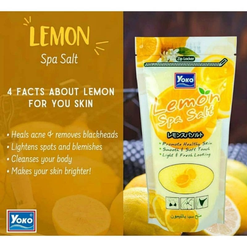 Yoko Spa Salt Lemon 330g whitening smooth anti aging skin exfoliate ...