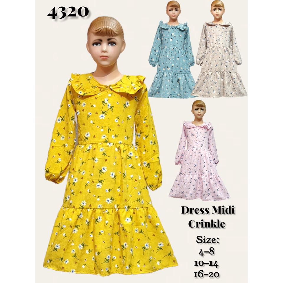 Crinkle Flower Child Midi Dress 4320 | Shopee Philippines