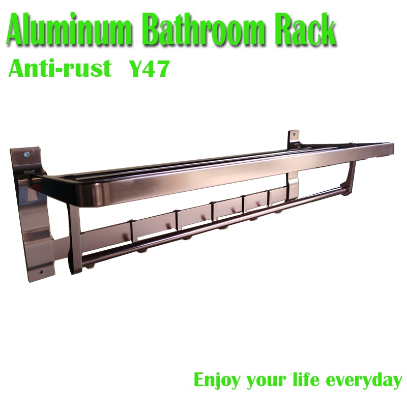 Y47 Aluminum Bathroom Rack Storage Shelf with Towel Bar Rod Wall ...