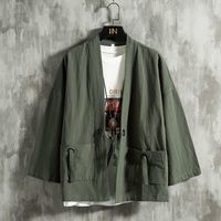 Summer Chinese Style Haori Taoist Robe Men's Hanfu Cardigan Cotton ...