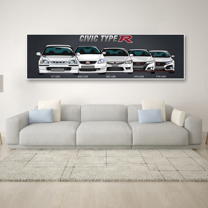 Wall Art Picture Poster Canvas Printed Retro Honda CIVIC Type R Car ...
