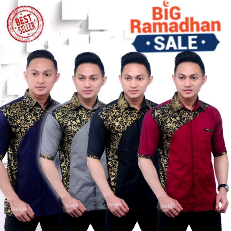 MODERN MEN'S BATIK TOP COMBINATION OF BATIK SENO KENONGO PADI RISNA ...