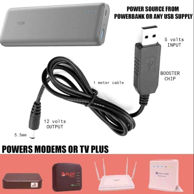 USB adaptor (Powerbank to Wifi Power adaptor) for ABS CBN TV Plus and ...