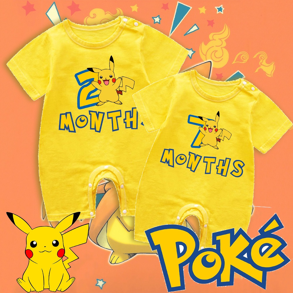 Pokemon Pikachu Cartoon Monthly Baby Romper Baju Bayi Clothing Newborn ...