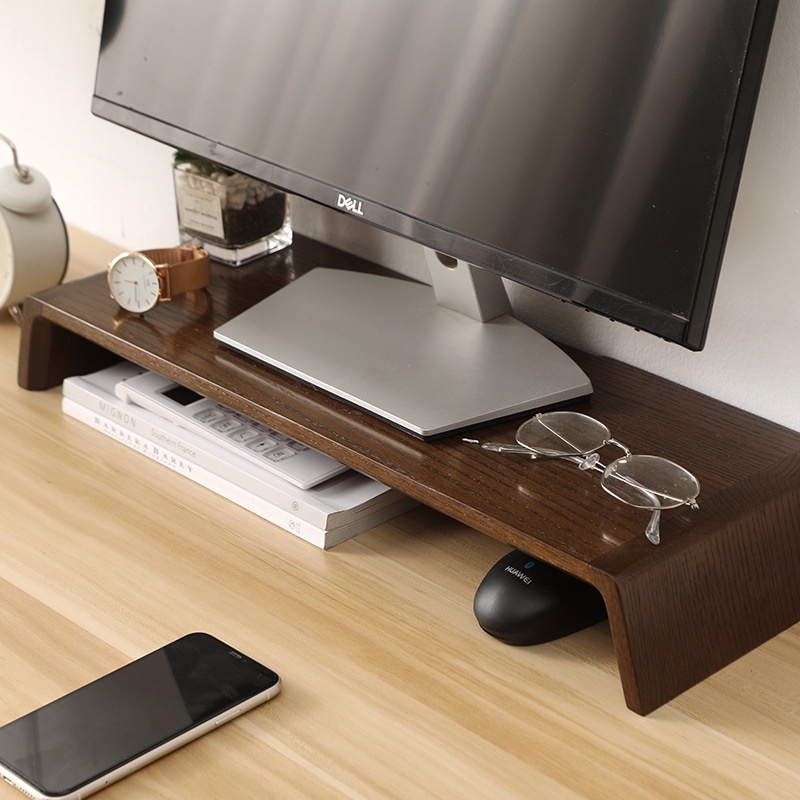KAYU Fa 01 Desktop Monitor Stand Desk Made of GENUINE WOOD, Thick Hard ...