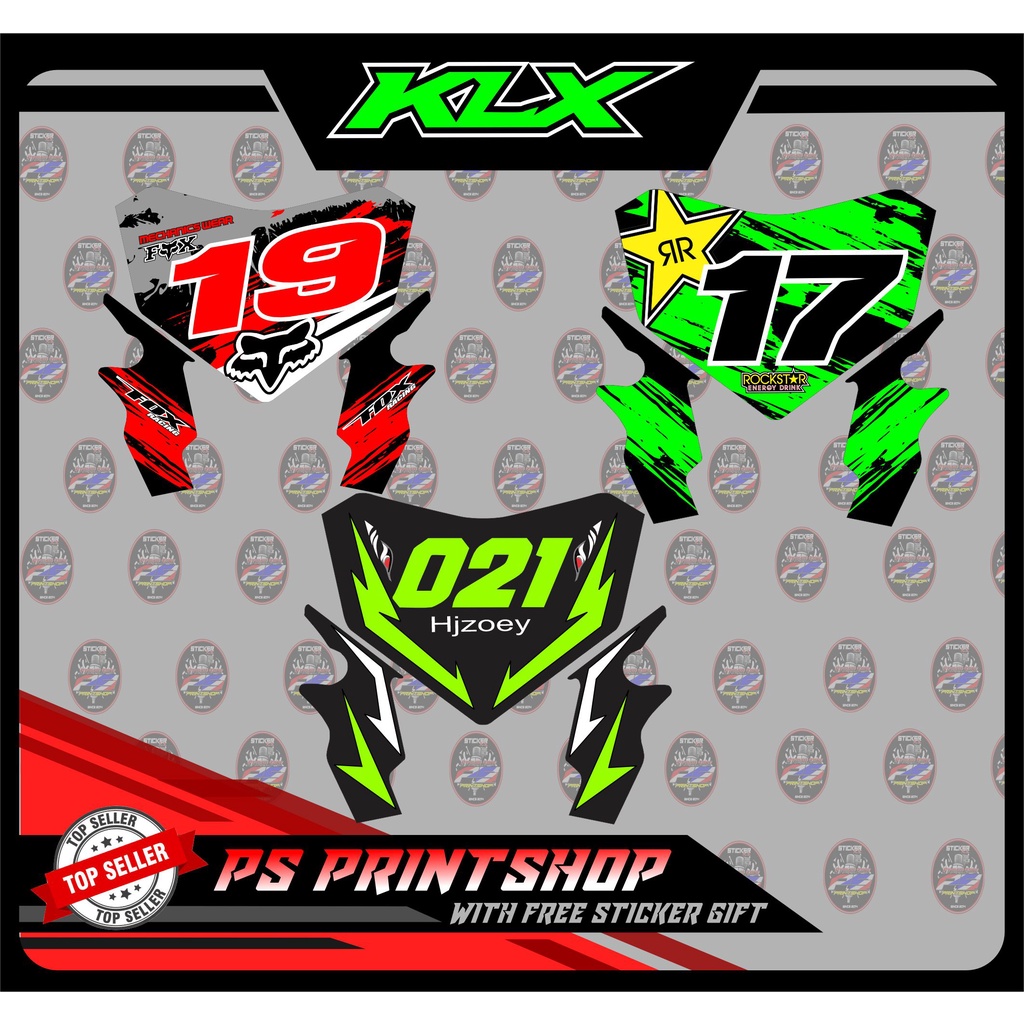 KLX 150s Kawasaki Cowling Headlight Sticker Decals Customized Durable ...