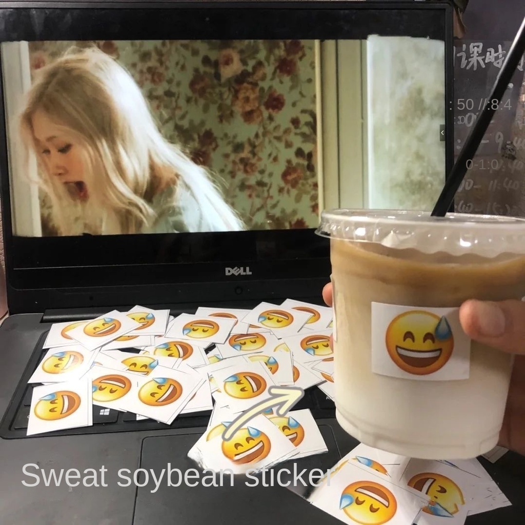 20 Stickers/Sheet Cute emoji Sweat Soybean Sticker Creative Spoof Self ...