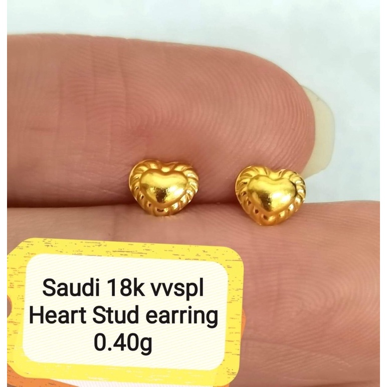 COD 18k Saudi Gold Heart Stud Earrings | Shopee Philippines