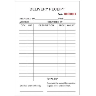 DELIVERY RECEIPT Resibo 1/2 size(vertical) 60 sheet duplicate and ...