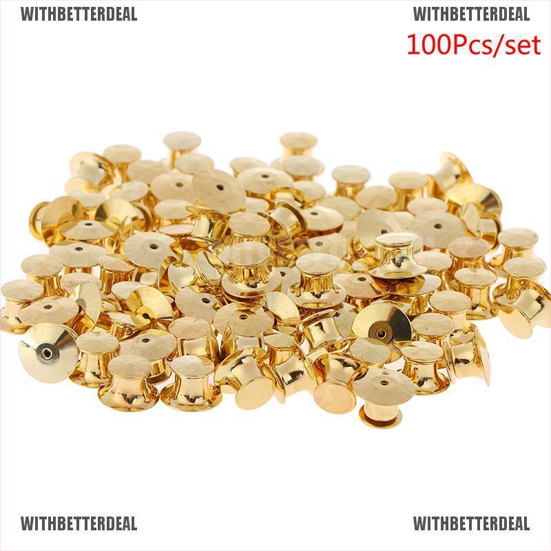 100Pcs/set Gold LOW PROFILE Locking Pin Backs Keepers for all Post Pins ...