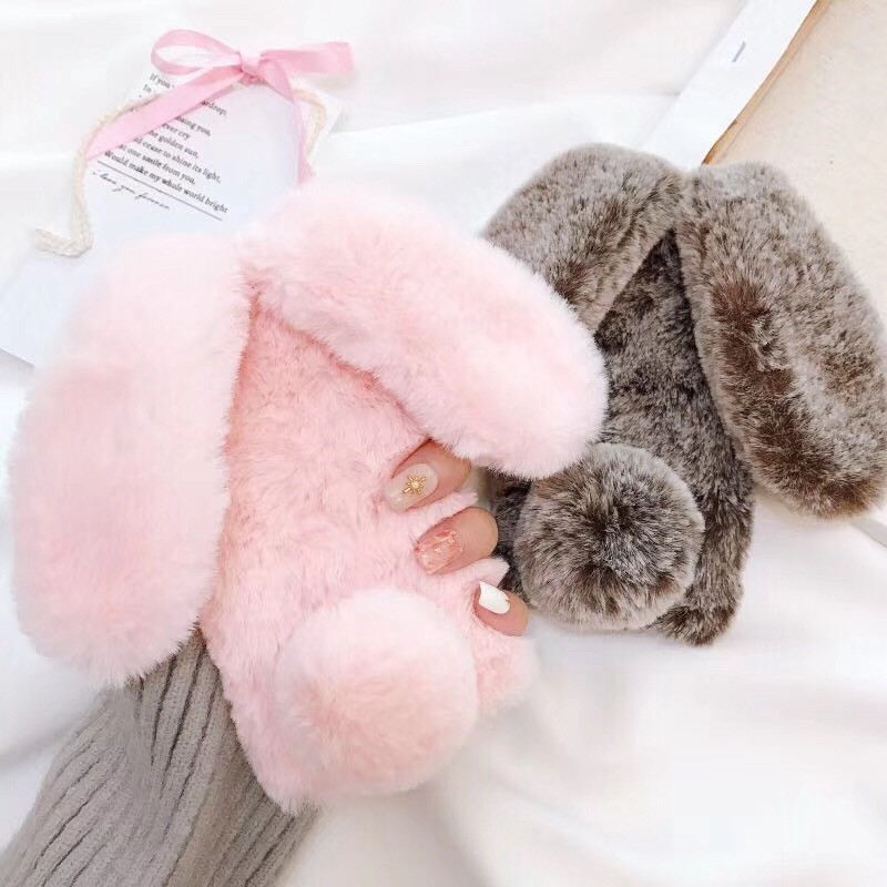 Rabbit Ears Fur Fluffy Case Iphone 16 15 14 13 12 11 pro max X Xs Max ...